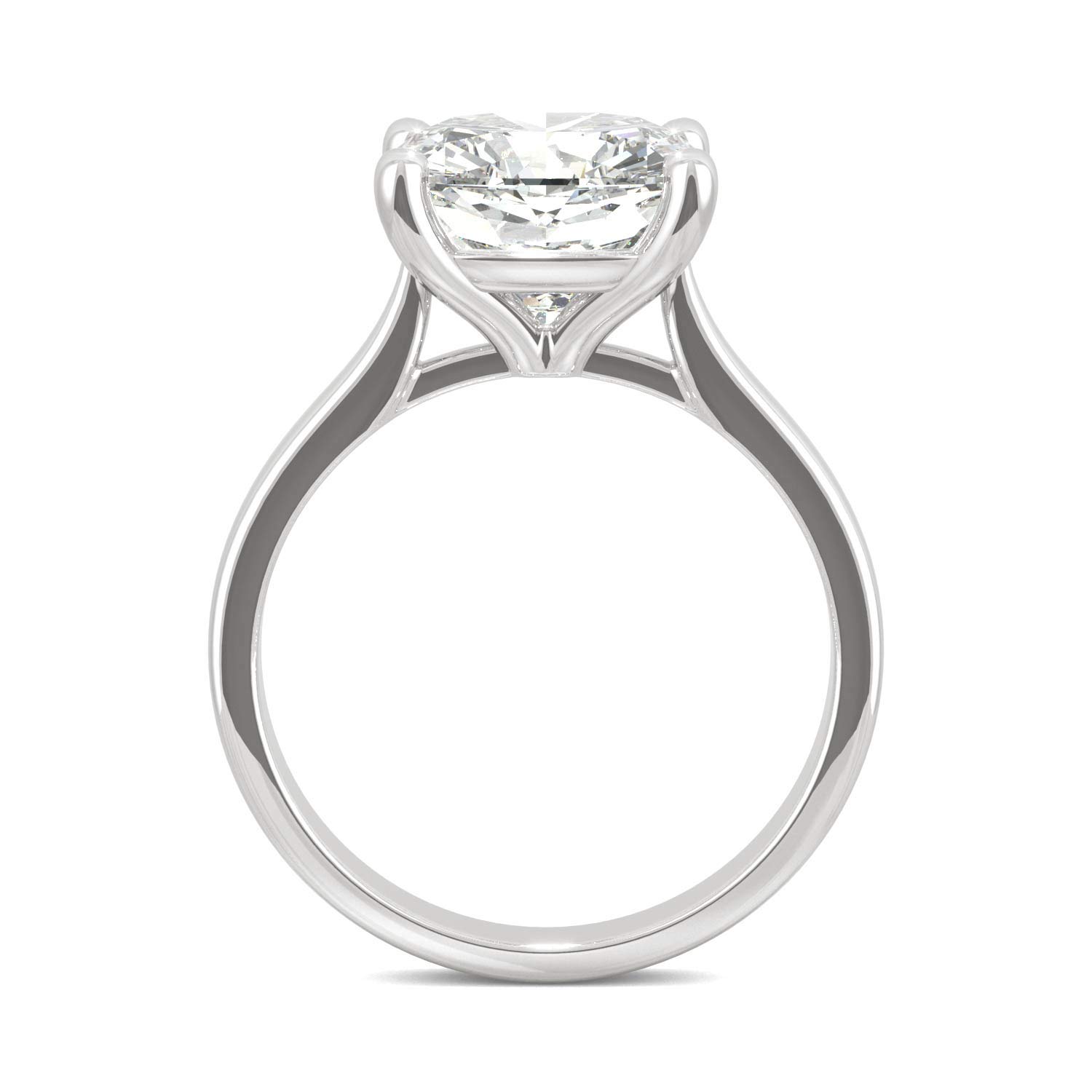Charles & Colvard Created Moissanite 9.5mm Cushion Cut Engagement Ring for Women | 4.2 cttw DEW | Lab Grown | Solid 14K White Gold with Rhodium | Size 4