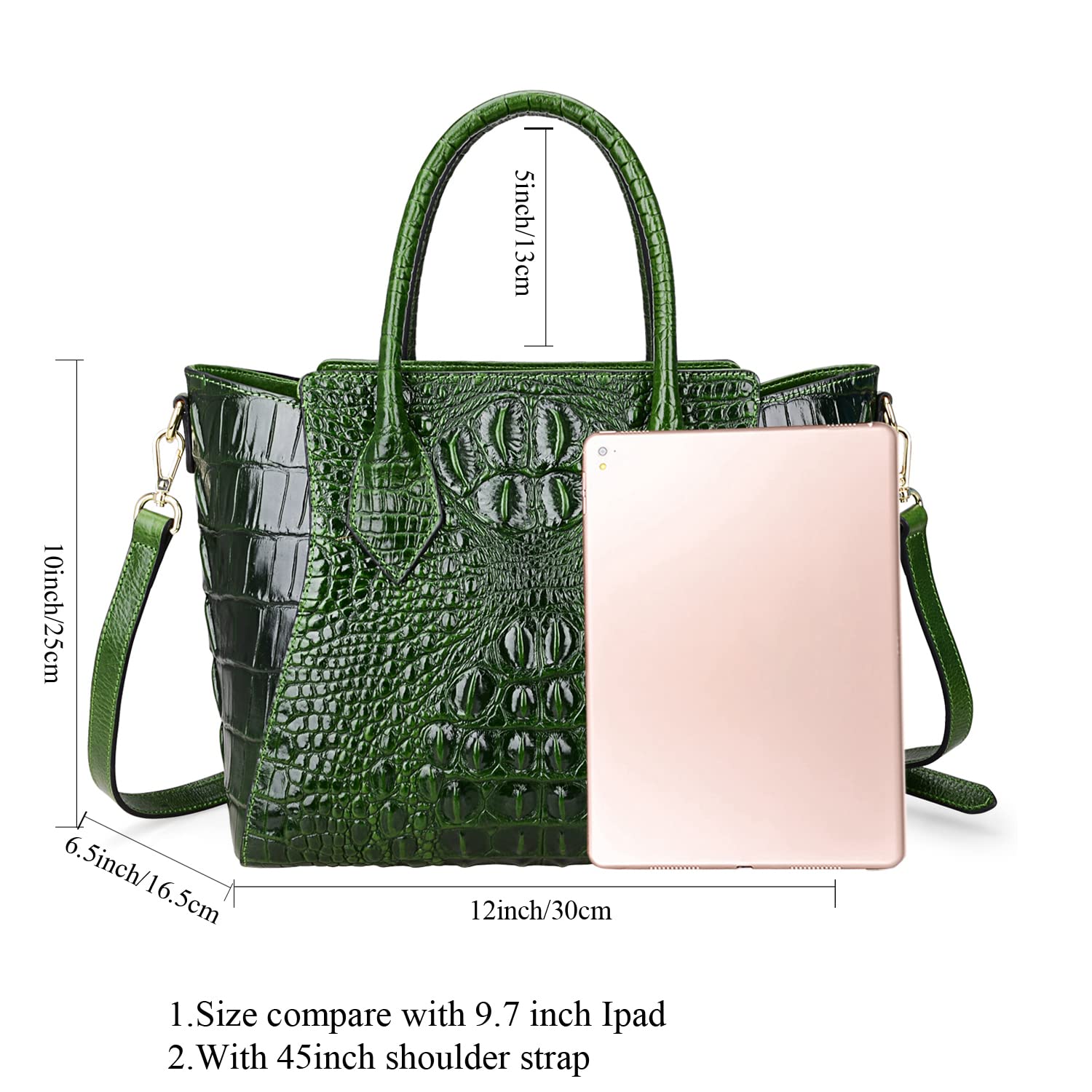 PIJUSHI Designer Crocodile Handbags for Women Genuine Leather Purses Top Handle Shoulder Bag (6082 Purple)