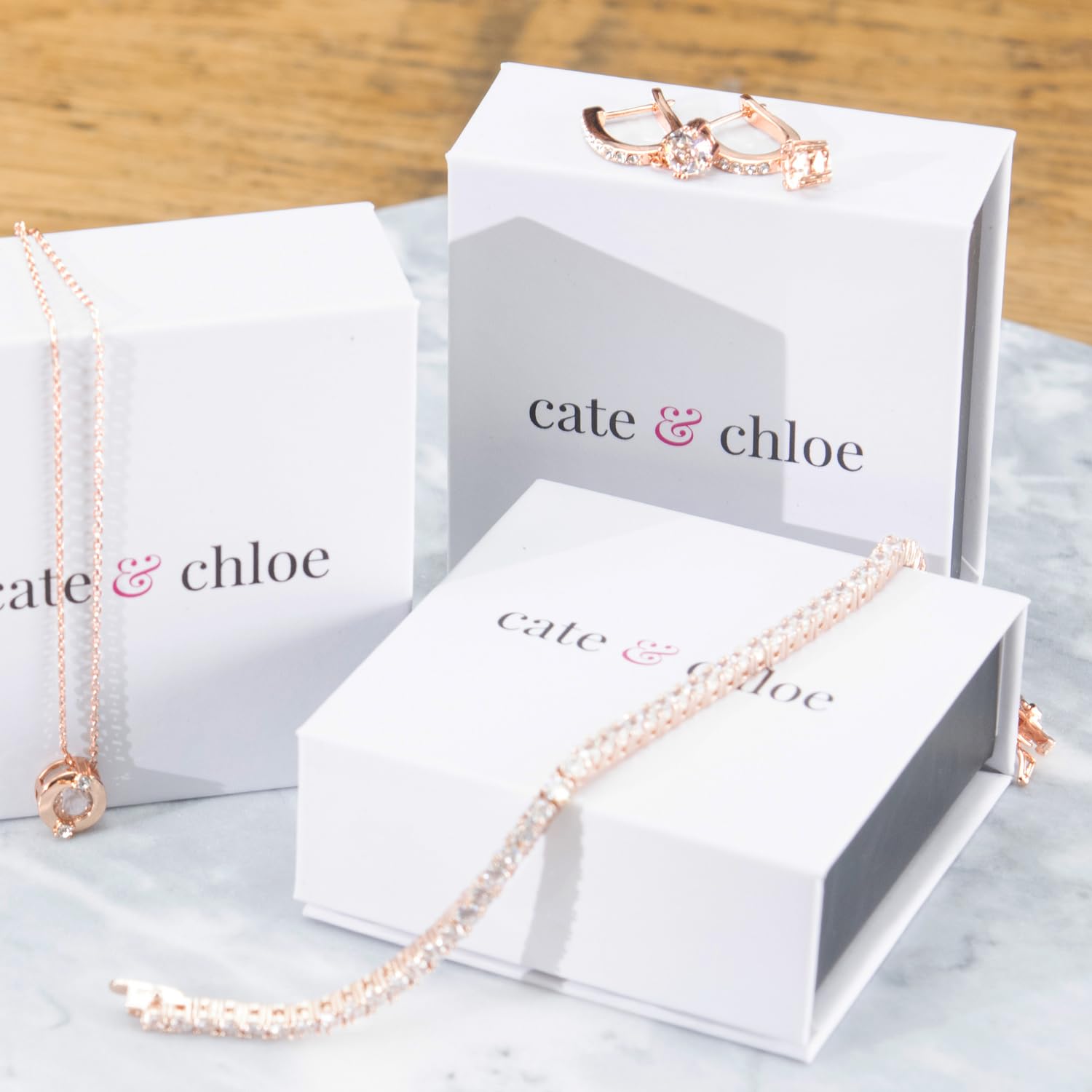 Cate & Chloe Mckenzie 18k White Gold Plated Dangle Earrings | Women's Drop & Dangle Earrings With Crystals, Horseshoe Dangling Earrings, Silver Earrings For Women, Hypoallergenic Earrings Earring Set