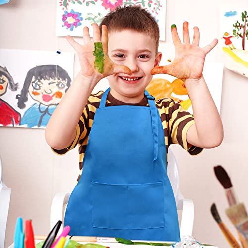 SINLAND Kids Apron with Pocket 2 Pack Children Chef Apron for Cooking Baking Painting (M:6-12 Years)