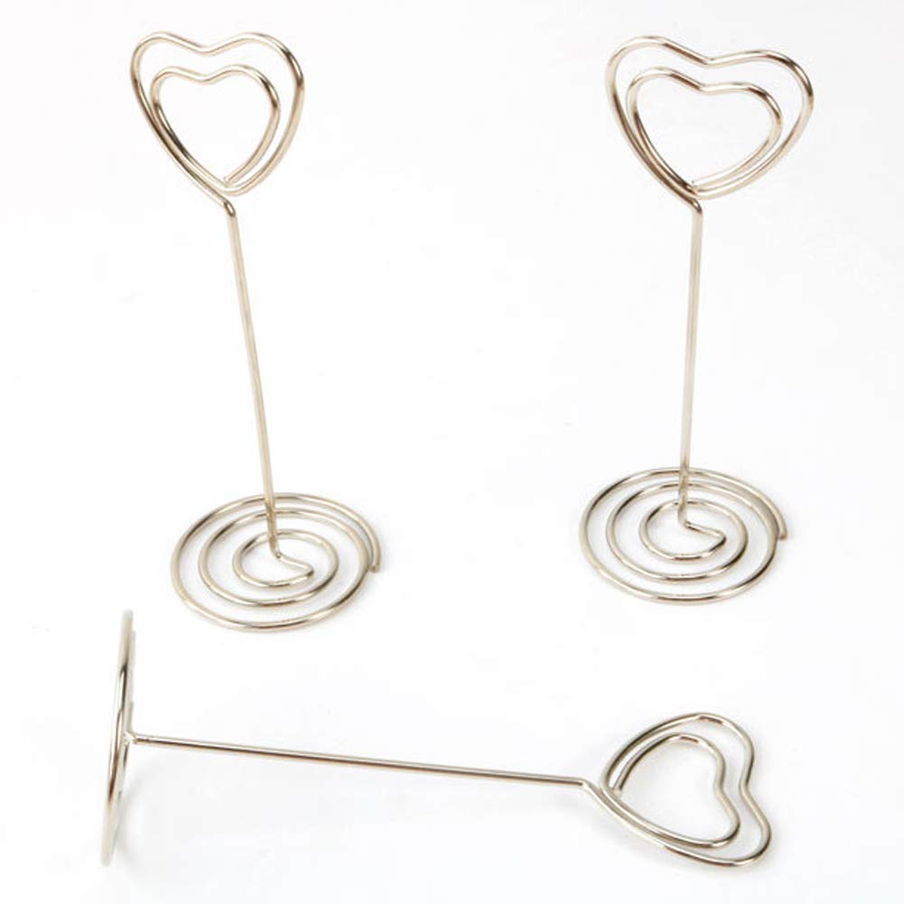 lasenersm 10 PCS 3.3 Inch Wedding Table Card Number Holders Table Card Photo Menu Name Display Stand Holder for Wedding Banquet Party, Silver Color