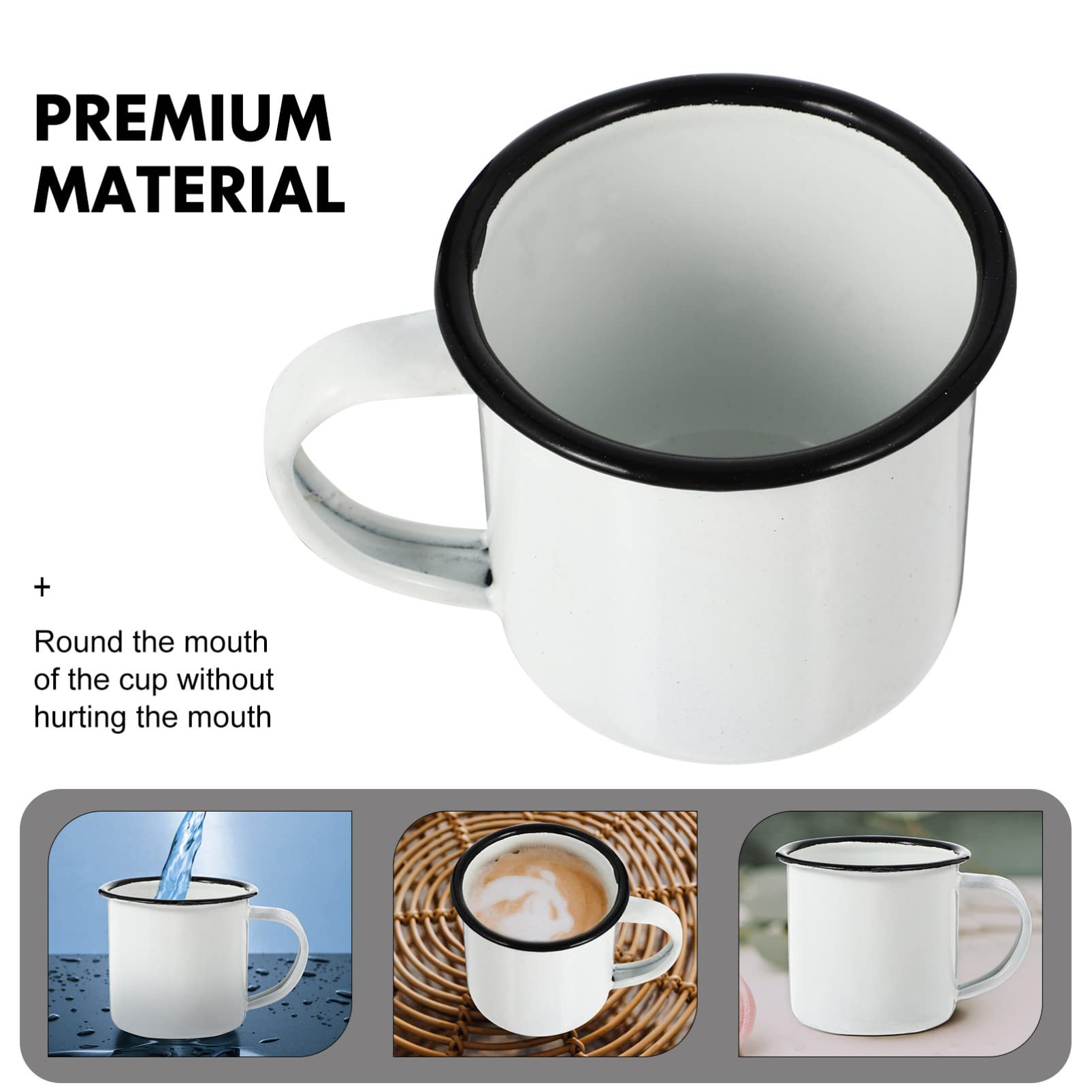 DOITOOL Fun Metal Coffee Mug Campfire Coffee Mug, Camping Coffee Mug Drinking Cup with Handle, Metal Coffee Tea Cup, Suitable for Indoors, Outdoors, Camping and Hiking (White) Coffee Tin Mugs