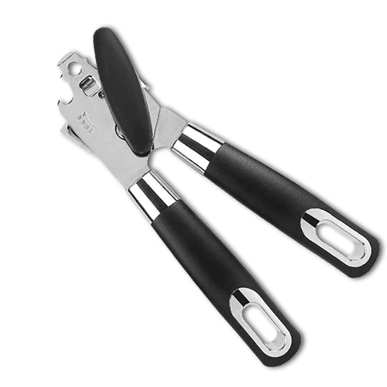 Can Opener, Stainless Steel Manual Can Opener with Effort-Saving Large Knob, Mulitfunctional Bottle Lid Jar Opener with Soft Non-Slip Handle for Kitchen Restaurant Gift