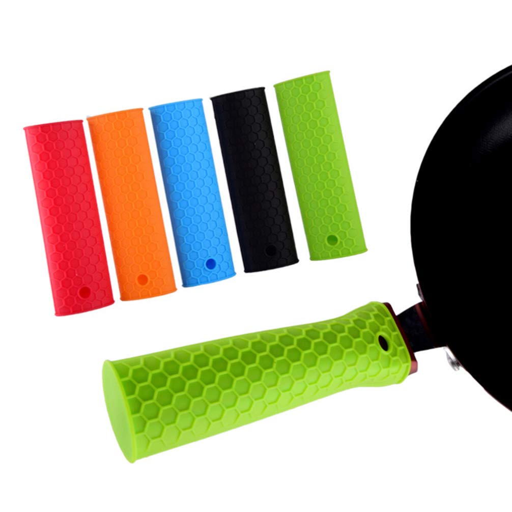 DOITOOL 4Pcs Silicone Hot Handle Holder Sleeve Heat Resistant Cover Rubber Pot Handle Sleeve for Frying Pans Griddles Sleeve (Black)