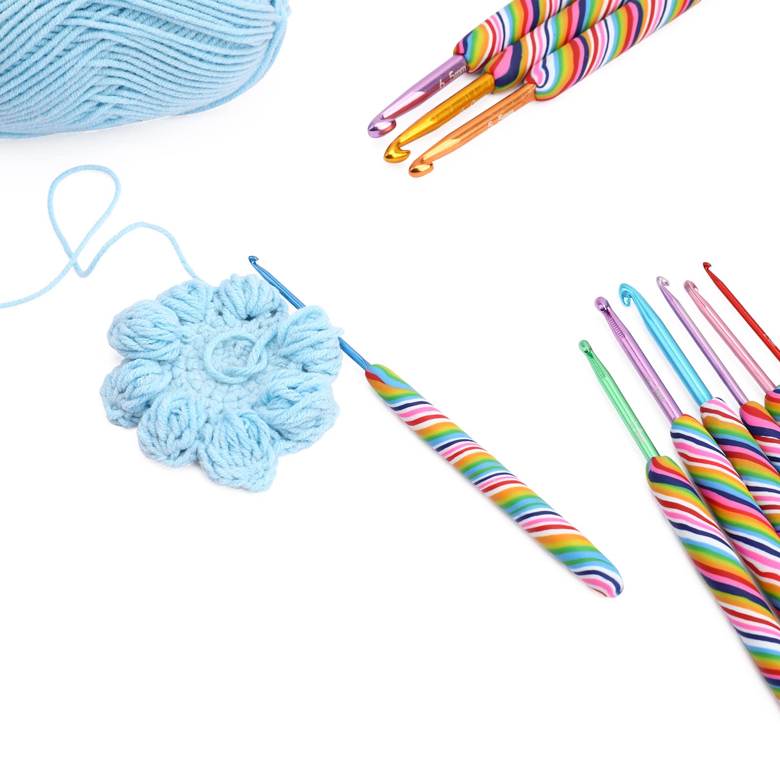 Coopay Warm Crochet Hooks 2G Crochet Kits, Rainbow Crochet Needles for Crocheting, Sturdy & Well-Crafted, 10pcs Crochet Hook Set for DIY Knitting Art Beginners and Experienced Crochet Lovers