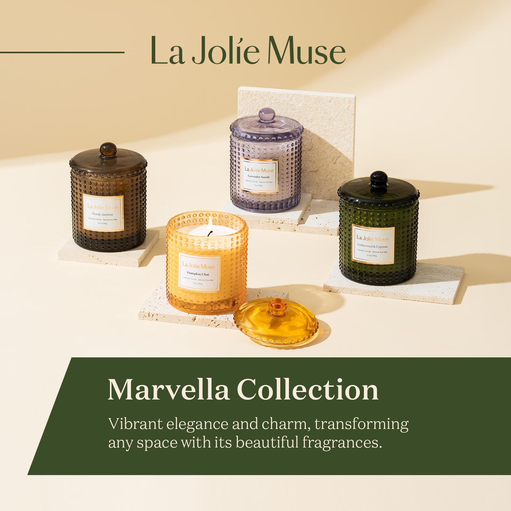 LA JOLIE MUSE Pumpkin Chai Scented Candle, Fall Candles, Natural Soy Candles for Home Scented, 75 Hours Long Burning, 10 oz