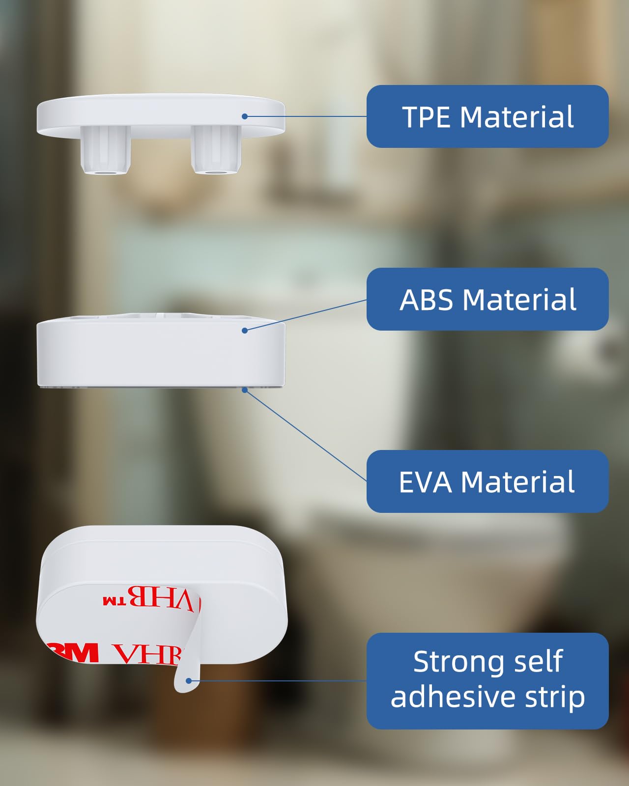 Hibbent 4 pieces Toilet Seat Bumpers for Bidet, Strong Adhesive Toilet Seat Bumpers for Use with Bidet Attachment, Universal Buffer Toilet Lid Rubber Bumpers, White