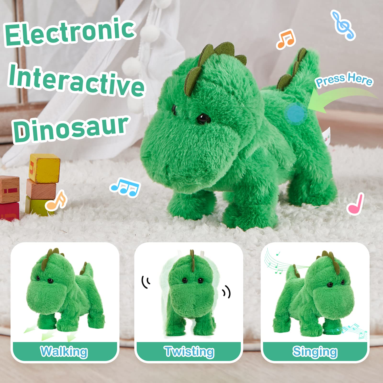 CozyWorld Walking Electronic Elephant Plush Electric Singing Interactive Animated Elephant Funny Plush Toys Tail Wagging Elephant Stuffed Animal Birthday Gifts for Kids,10“