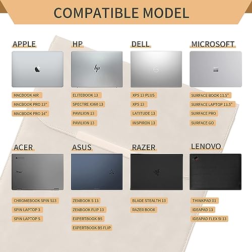 KALIDI 13.3-14 inch Laptop Sleeve Case Faux Suede Leather for 13.3 13.5 13.6 14 inches MacBook Air Pro Retina 13"-14" Surface Pro with Pouch