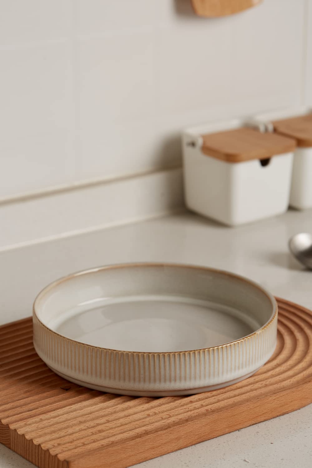 famiware Star 7.5" Pasta Bowls Set, Salad Bowl Set of 4, Double Reactive Glaze, Stackable, Perfect for Your Friend for Housewarming, Thanksgiving, Christmas, Cappuccino White