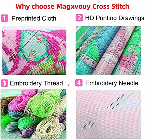 Magxvouy Beginners Cross Stitch Stamped Kits Full Range of Embroidery Starter Kits for Adults DIY 11CT Cross Stitches kit Embroidery Patterns Needlepoint Kits-Ocean World 15.7x19.7 inch