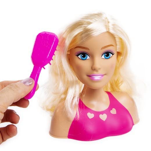 Just Play 2pc Barbie Doll Girls Mini Styling Head Pretend Play Dress Up Set,Blonde (JPMINSHDBAR1)
