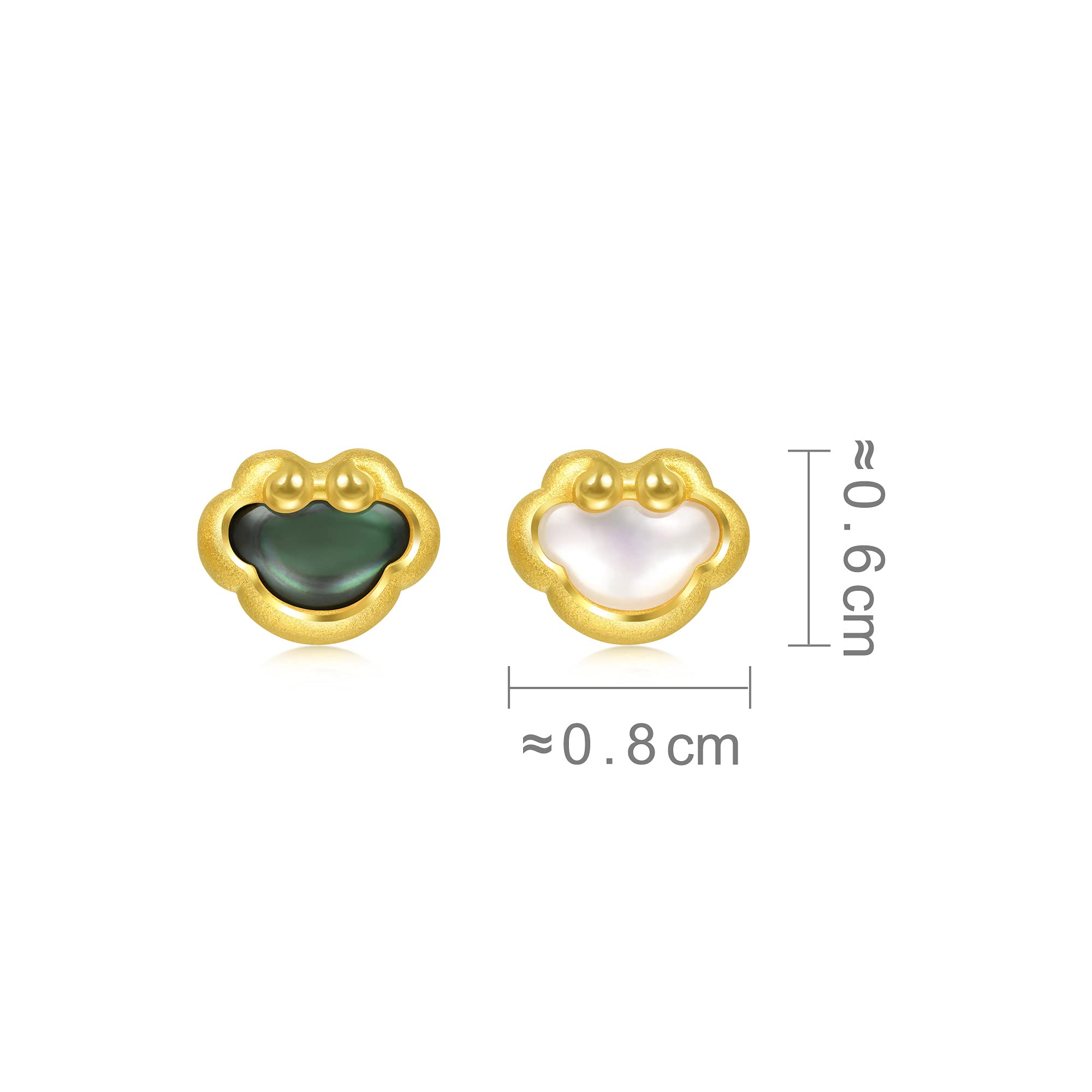 CHOW SANG SANG Cultural Blessings Daily Bliss 999.9 24K Solid Gold Mother of Pearl Ruyi Stud Earrings 92493E