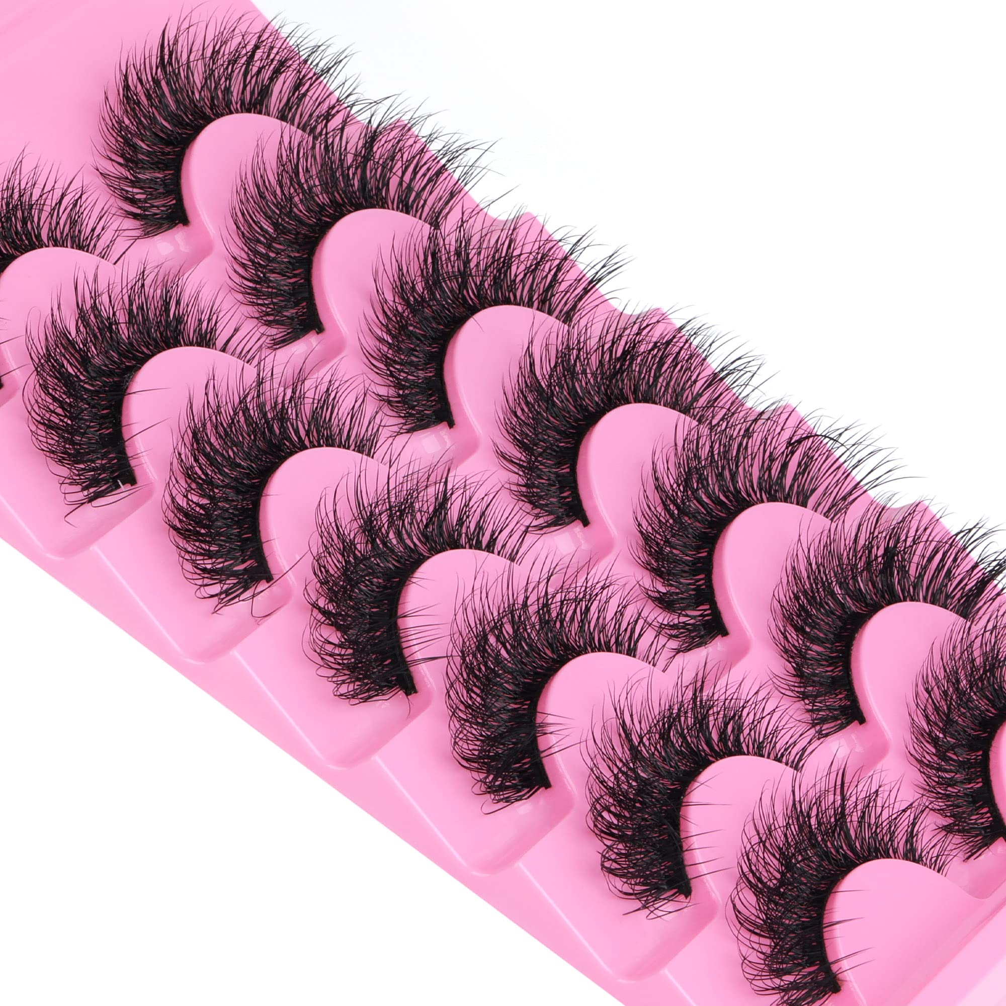 Flat Mink Lashes Natural Look Wispy False Eyelashes That Look Like Extensions Fluffy Cat Eye Lashes 16mm Strip Fake Eyelashes Pack by TNFVLONEINS-7 Pairs