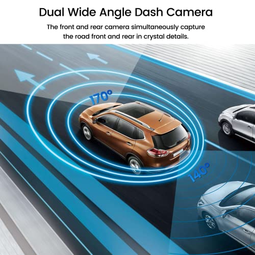 Hikity Dash Cam Front and Rear, 1080P Full HD Dashcam for Cars 3 Inch IPS Screen 170° Wide Angle Dashboard Camera, Super Night Vision, G-Sensor, Loop Recording, 24 Hours Parking Monitor