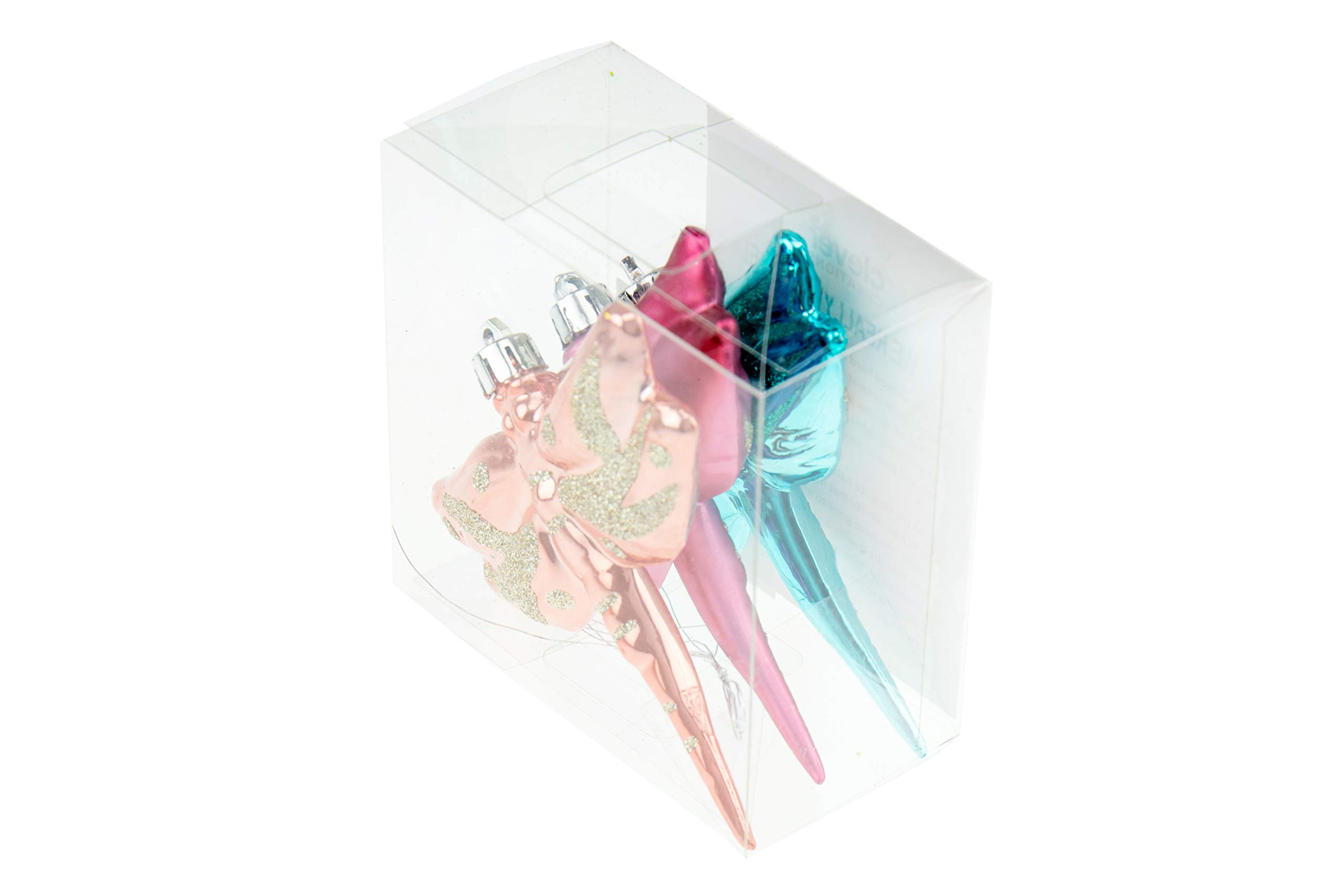 Clever Creations Dragonfly Christmas Ornament Set of 4 Pieces, Shatterproof Holiday Décor for Christmas Trees, Peach, Pink and Teal