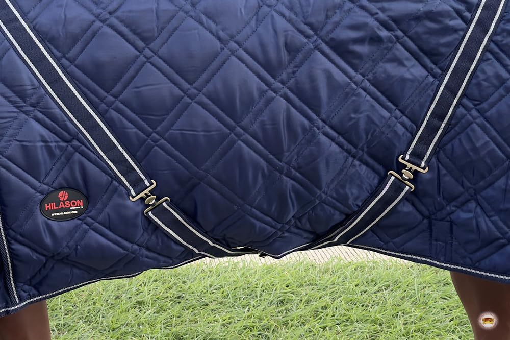 HILASON Western Horse Stable Blanket Quilted | Horse Blanket | Horse Blankets for Winter | Water Resistant Stable Blankets for Horses | Blankets for Horses | Blue | 78 Inches