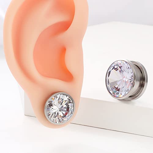 Earblity 00g (10mm) With Drill Screw Piercing Ear Tunnels Plugs 316 Stainless Steel Hypoallergenic Silver Ear Gauges Body Jewelry Expander 2PCS
