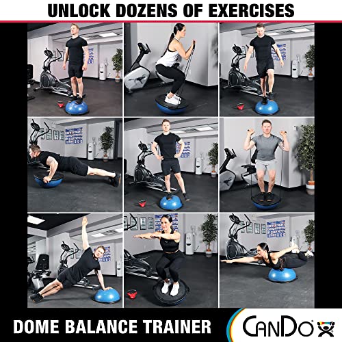 CanDo Dome Balance Trainer 55cm with Non-Skid Base for Balance Training, Strength Building, and Cardio Exercises for Home, Gyms, and Clinics, Includes Resistance Cords and Air Pump