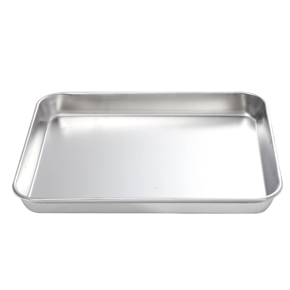 DOITOOL Stainless Steel Cookie Sheet Pan for Baking, Dishwasher Safe Baking Sheet Pan for Toaster Oven, Roasting or Grilling (23X17CM)