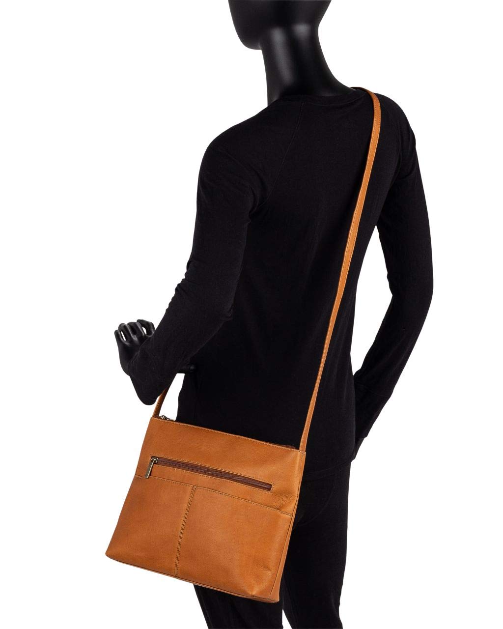 Le Donne Leather Birch Bay Crossbody Leather Women’s Handbag, Premium Colombian Vaquetta Leather, 13” x 10” x 3” (Navy)