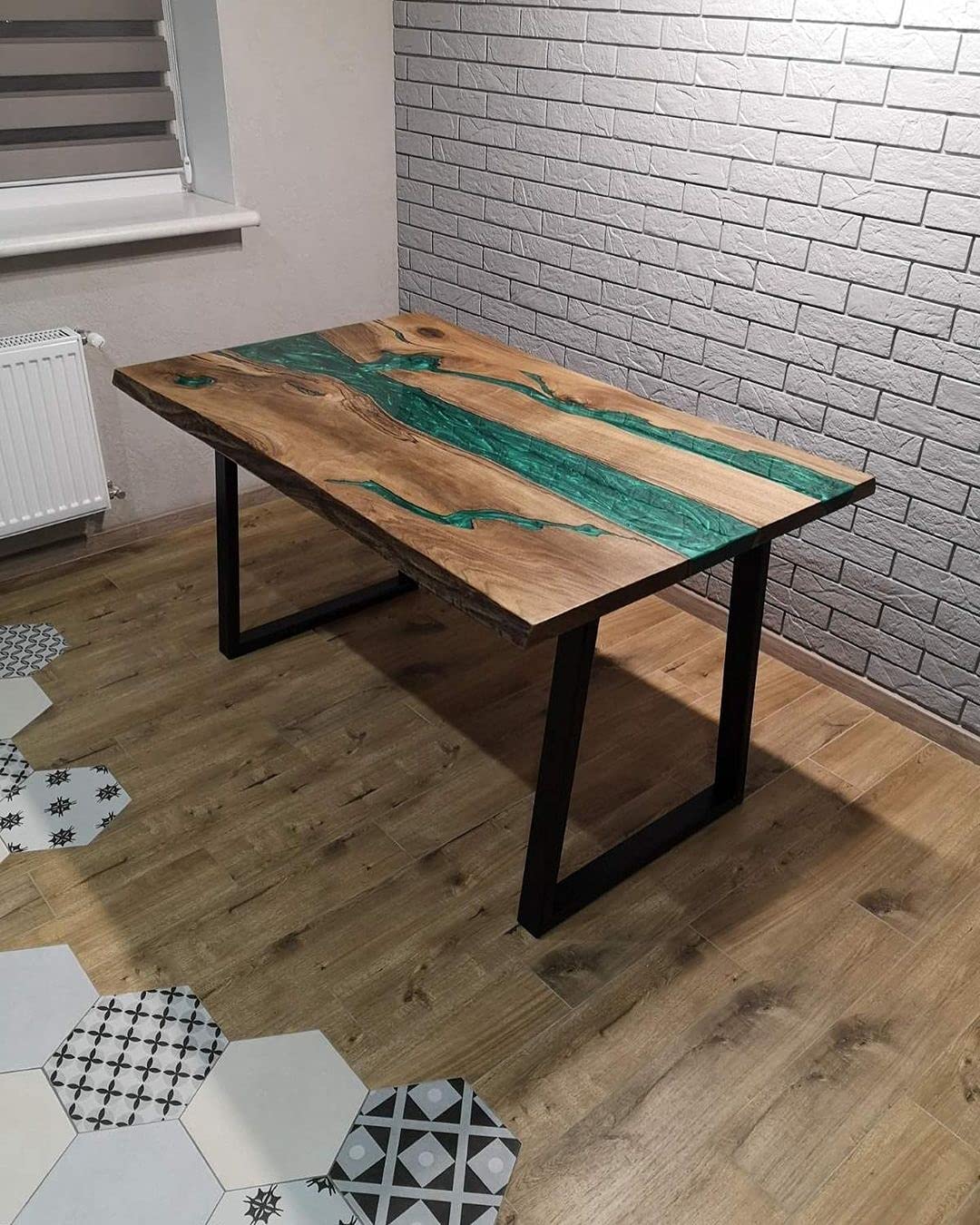 Epoxy Table, Live Edge Wooden Table, Epoxy Resin River Table, Natural Wood,Dining table, Natural Epoxy Table, Resin Table 42x24 Inch