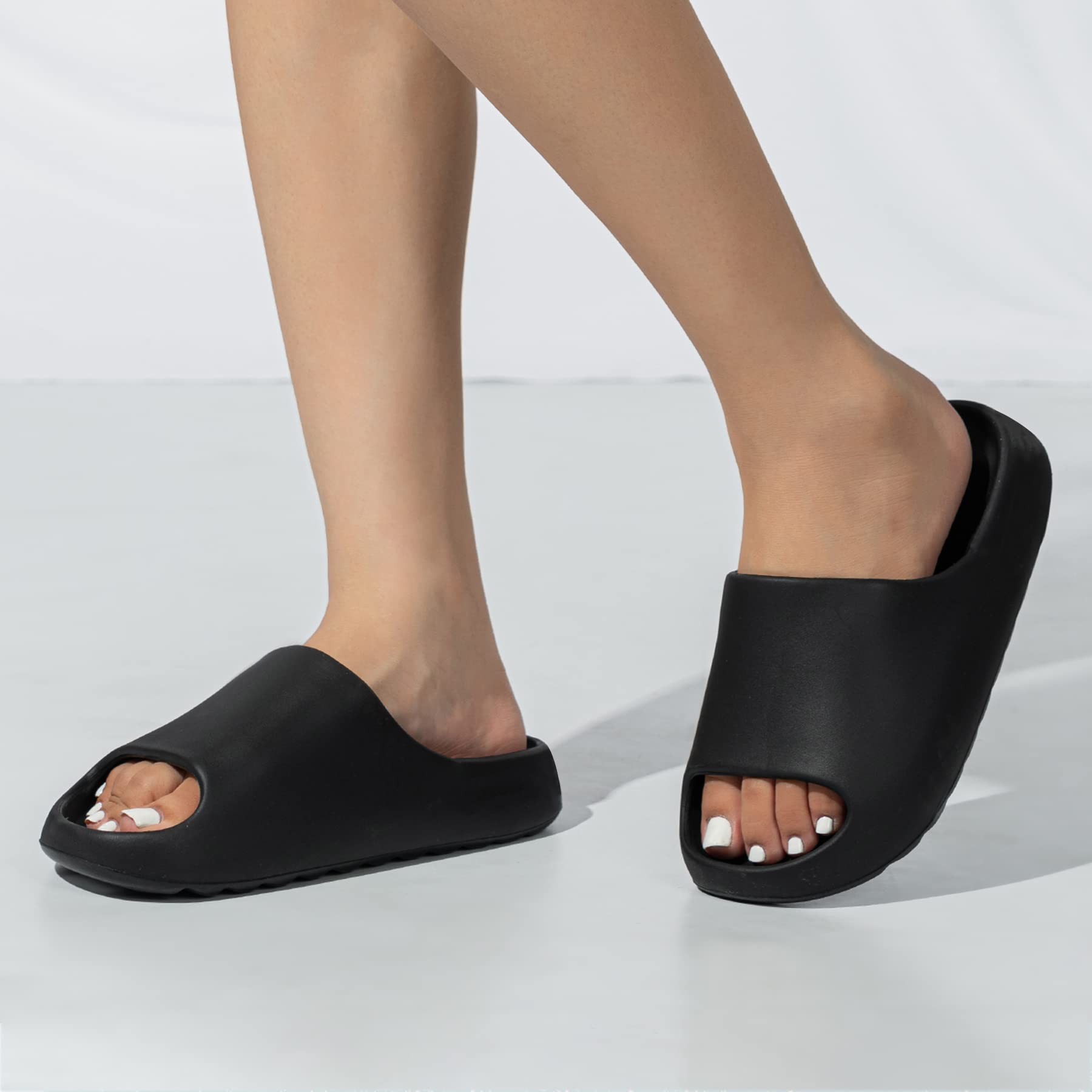 Cloud Slides for Women and Men, Pillow Slippers, Non-Slip Quick Drying Soft Lightweight Shower Shoes, Thick Sole Open Toe Slides Sandals for Indoor & Outdoor