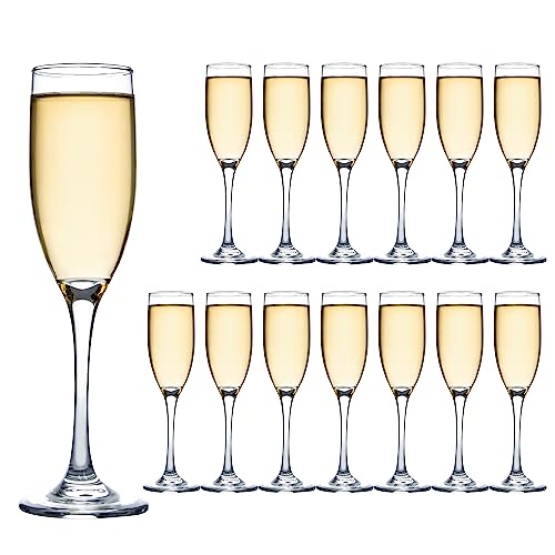 UMEIED Classic Champagne Flutes Set of 12, 6 Oz Elegant Stemmed Crystal Clear Champagne Glasses Sparkling Wine Glass for Wedding Anniversary Birthday Christmas