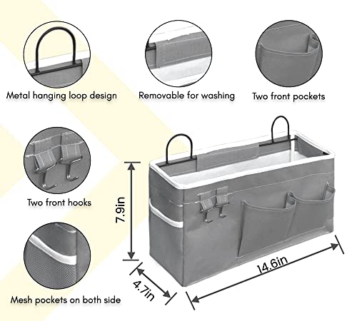Kanrichu 2pcs Large + 2pcs Small Wall Hanging Storage Bag for Home & Camper (Gray)