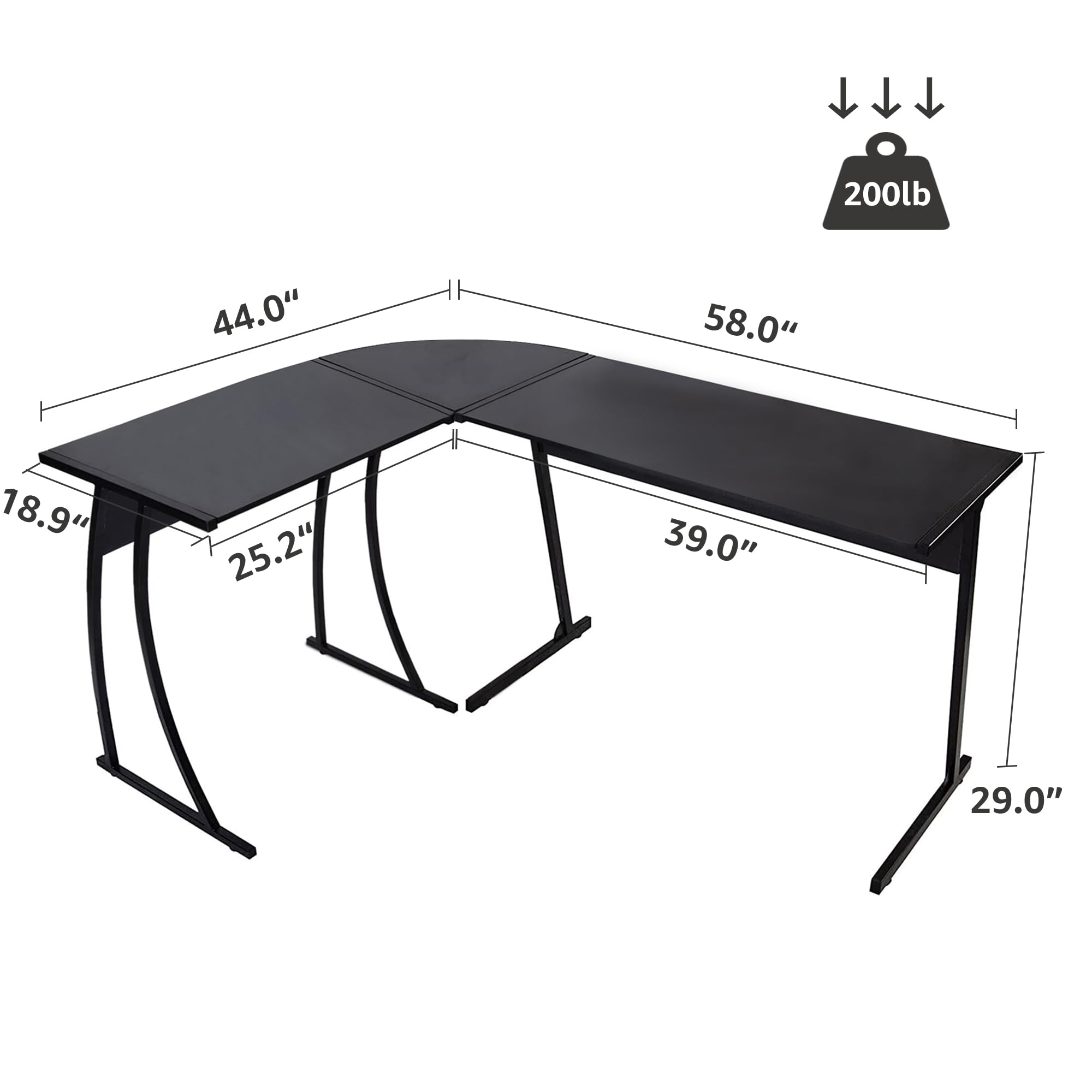 Colegence L Shaped Gaming Desk,58'' Computer Corner Desk for Home Office,Reversible Lshaped Desk for PC Desk with Easy Assembly L Desk for Studio, Work, Study, Writing, Reading,Gamer,Bedroom