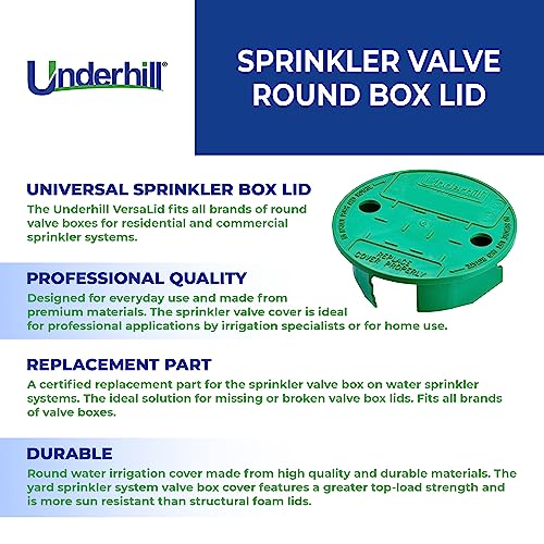 Underhill Sprinkler Valve Round Box Lid, VersaLid 6β to 7β Universal Cover for Automatic Irrigation System, Lawn, Yard, Outside, Green, VL-6