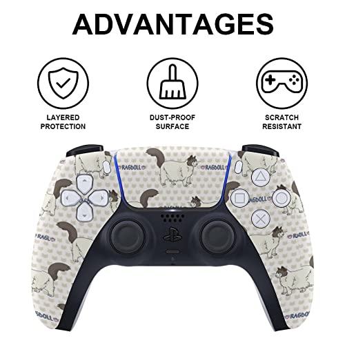 Cute Ragdoll Pet Cat Full Protective Skin Cover Design Wrap Decal Sticker Compatible with PS5 Digital Edition Console and Controller