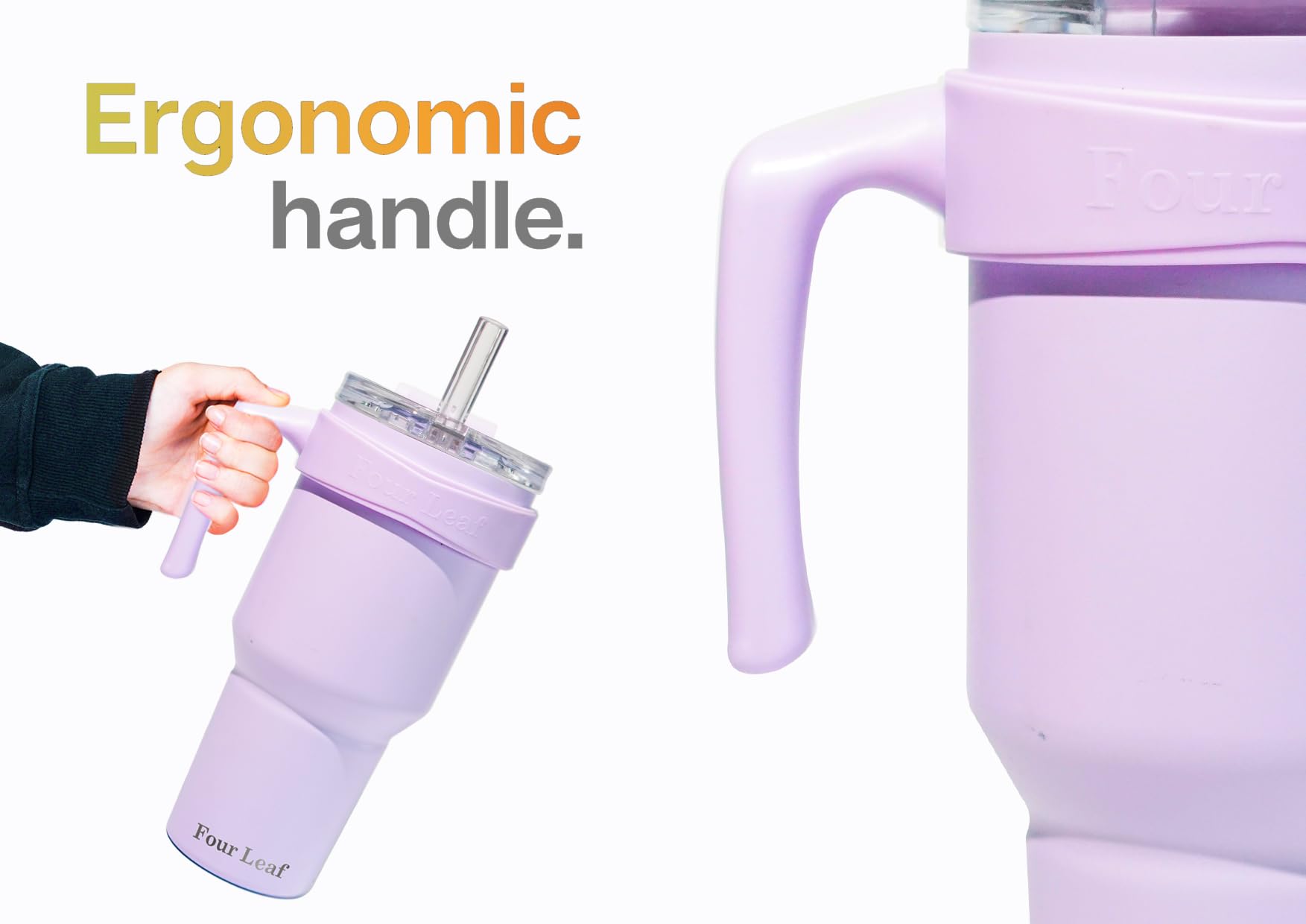 Four Leaf TrustyMate β 100% Leak Proof 40 Oz Tumbler with Handle and Built-In Straw Lid β Insulated Leak Proof Stainless Steel Tumbler