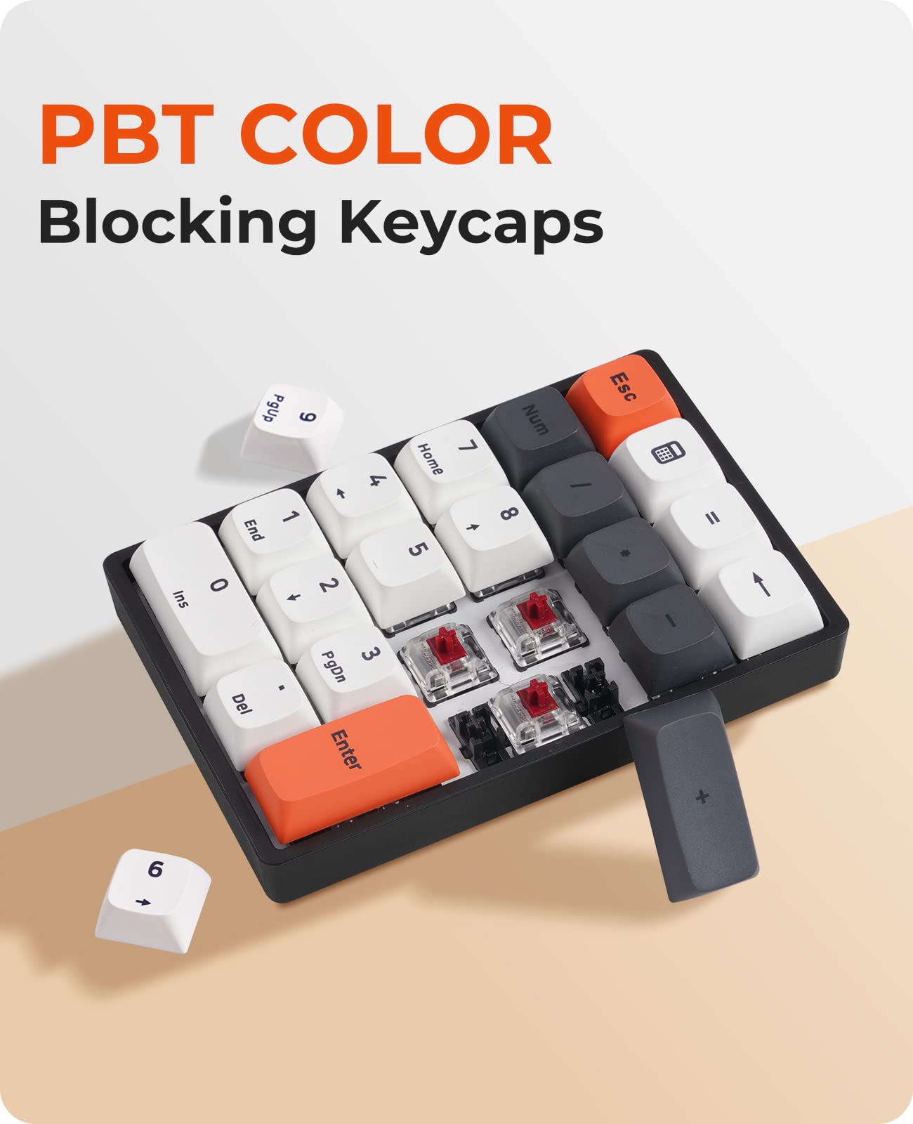 Number Pad HAVIT Mechanical Numeric Keypad with GATERON Optical Red Switches Hot Swappable Keypad Type-C USB-A Wired PBT Keycaps 21 Keys Numpad for Laptop Computer