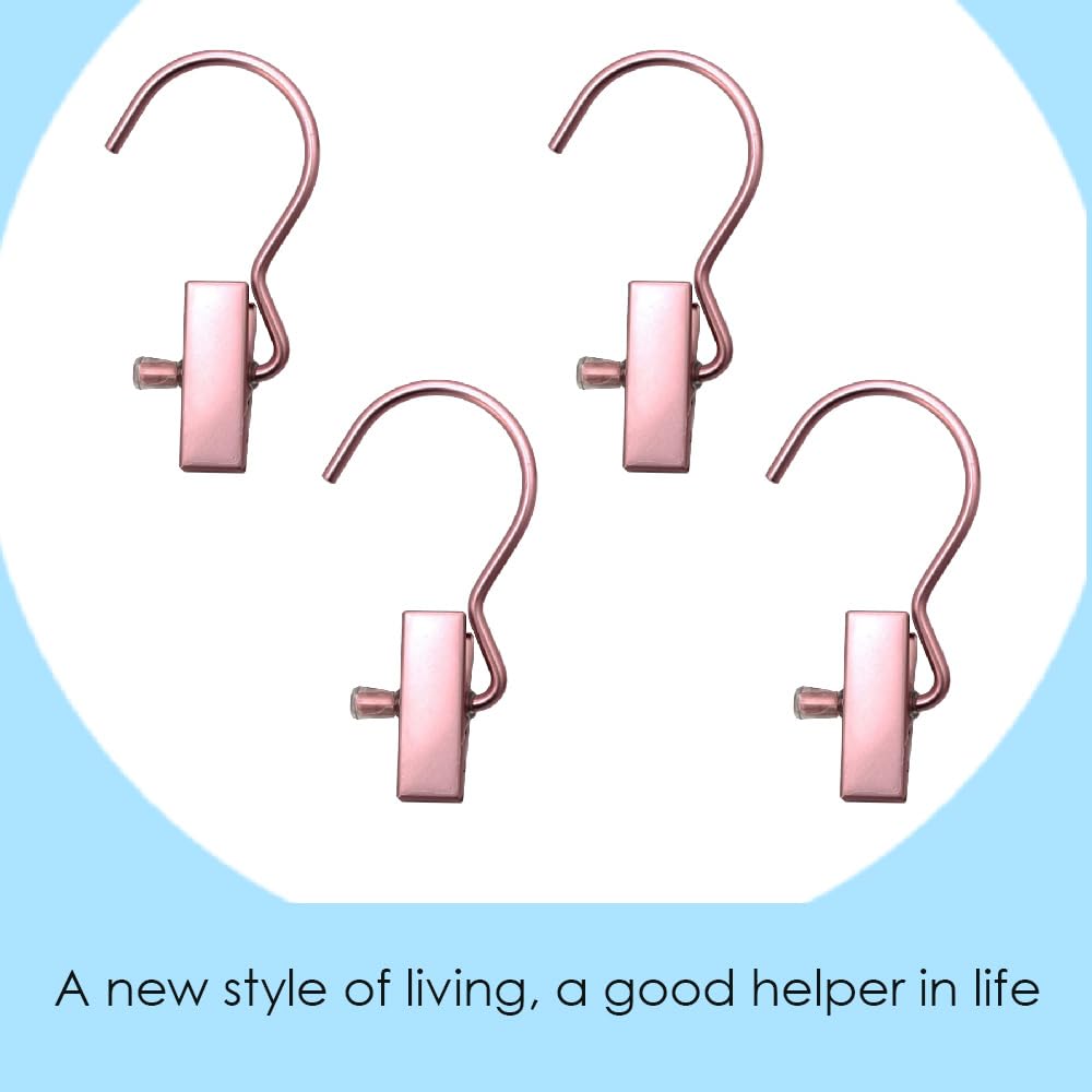 Koobay Laundry Hook Boot Clips Hanger Clothes Hanging Clips, Rose Gold Multi-Functional Socks Towel Clip Clothespins,Lightweight Home Travel Hangers for Closet Hanger Organizer Matte Process (20 Pack)