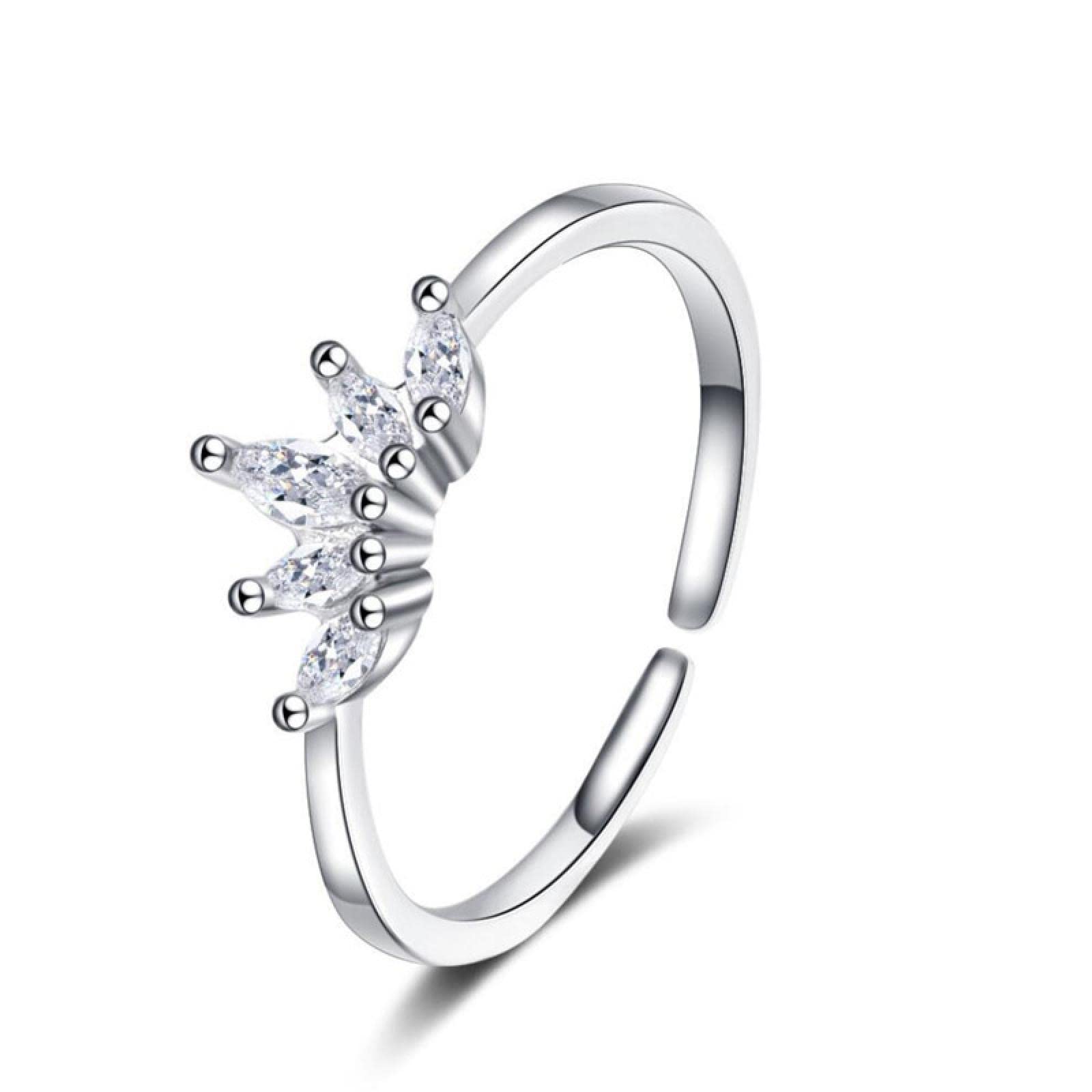 Couples Women'S 925 Sterling Silver Ring, Engagement Ring, Zircon Crown Ring, Adjustable Size Silver