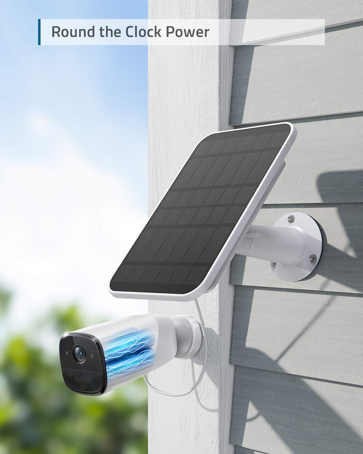 eufy Security, SoloCam C120, Outdoor Security Camera, WiFi, Wireless, Wire-Free, 2K Resolution, 90dB Alarm, IP65 Weatherproof, No Monthly Fee, Continuous Power Supply, 2.6W Solar Panel