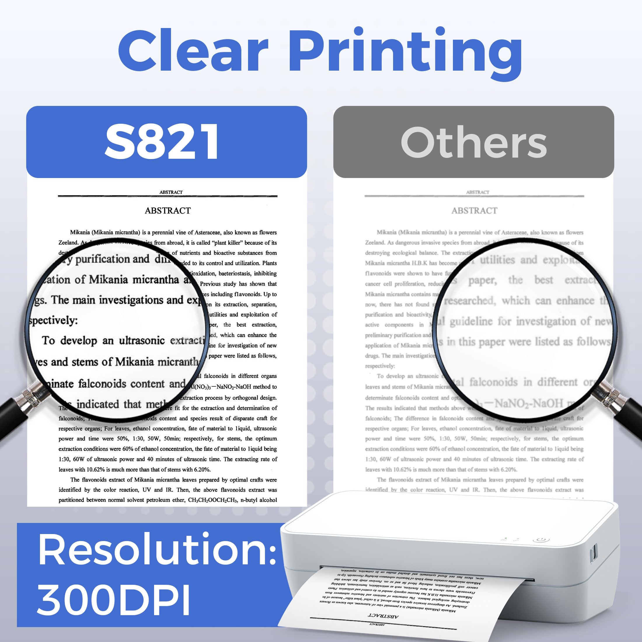 ItriAce S821 Thermal Printer,Wireless Printer Support 8.5" x 11" US Letter,Inkless Printer Support Phones & PC, WiFi Thermal Printer for Home, School&Office Use.