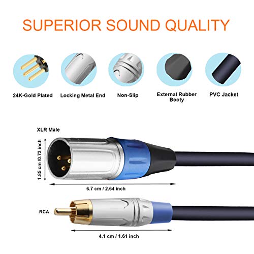tisino Dual RCA to XLR Cable, 2 RCA to 2 XLR Male HiFi Stereo Audio Connection Microphone Cable Wire Cord Path Cable - 6.6 Feet