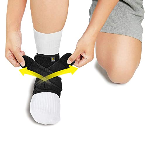 Bracoo Ankle Support Brace For Men & Women, Adjustable Compression Sleeve Strap Wrap, Sprain, Arthritis, Pain Relief, Sports Injuries and Recovery, Breathable Neoprene Brace, FS10 (Black, S/M)
