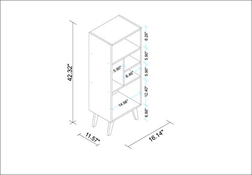 Manhattan Comfort Warren Modern Home Office 5 Shelves Mid-High Bookcase 2.0, Med, White