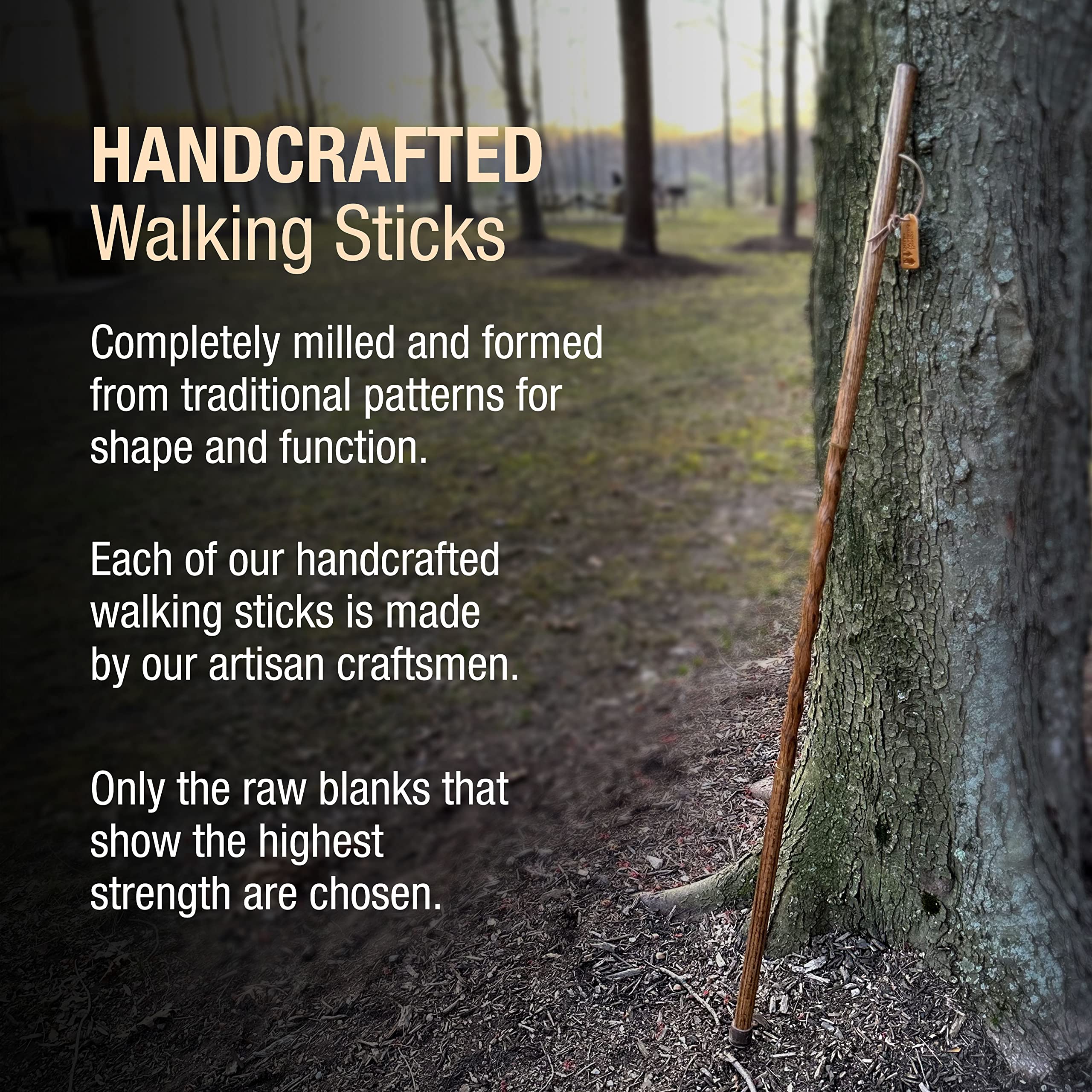 Brazos Handcrafted Wood Walking Stick, Twisted Oak, Traveler Style, for Men & Women, Made in the USA, Brown, 55"