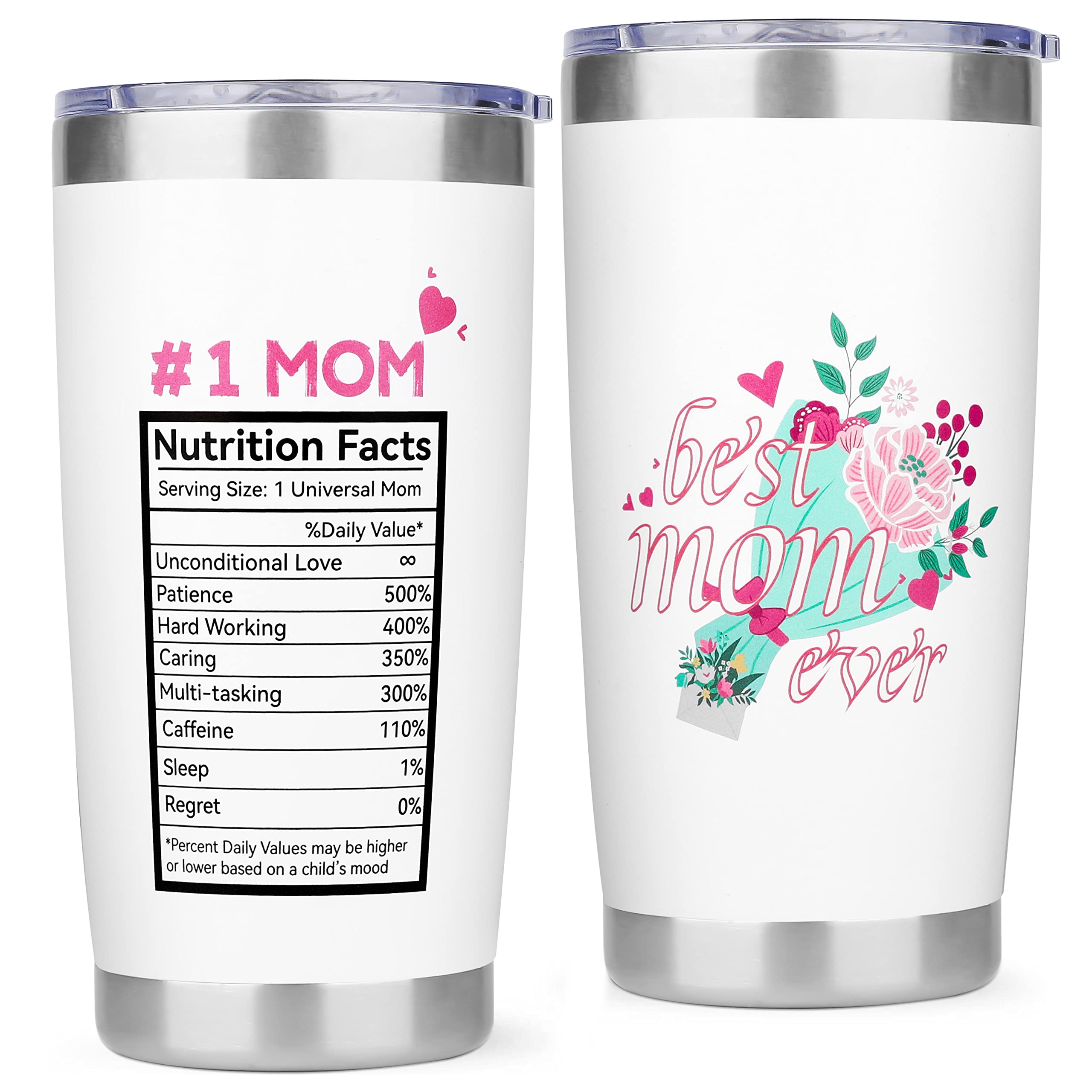 DOMICARE 20oz Tumbler with Lid Stainless Steel Tumblers Bulk, Double Wall Vacuum Insulated Coffee Travel Mug Powder Coated Tumbler (White/3D, 1)