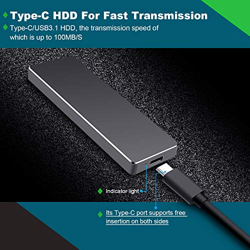 External Hard Drive 1TB Type C USB3.1 for PC, Mac, Wii U, Xbox (1TB, Gold)