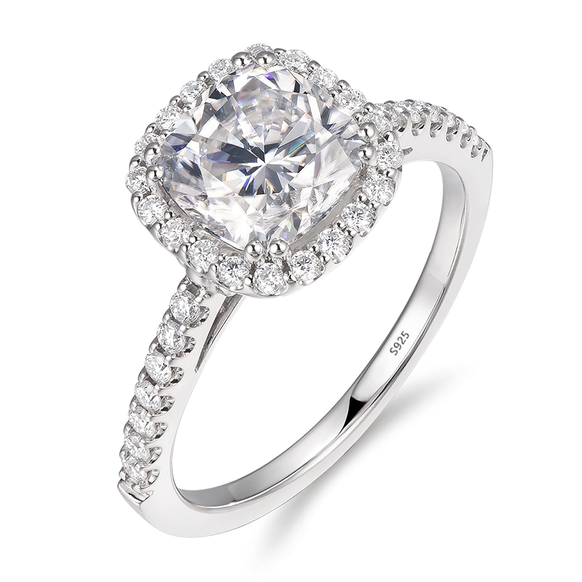 CGSRING Cushion Moissanite Rings, 2 Carat Cushion Cut Engagement Ring, Cushion Halo Engagement Ring (7)