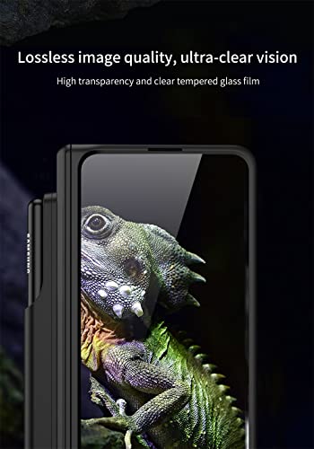 SHIEID Samsung Z Fold 3 Case, Galaxy Z Fold 3 Case with Hinge Protection S Pen Holder Kickstand & Built in Screen Protector Case Cover Fit Samsung Galaxy Z Fold3 Case, Champagne Gold