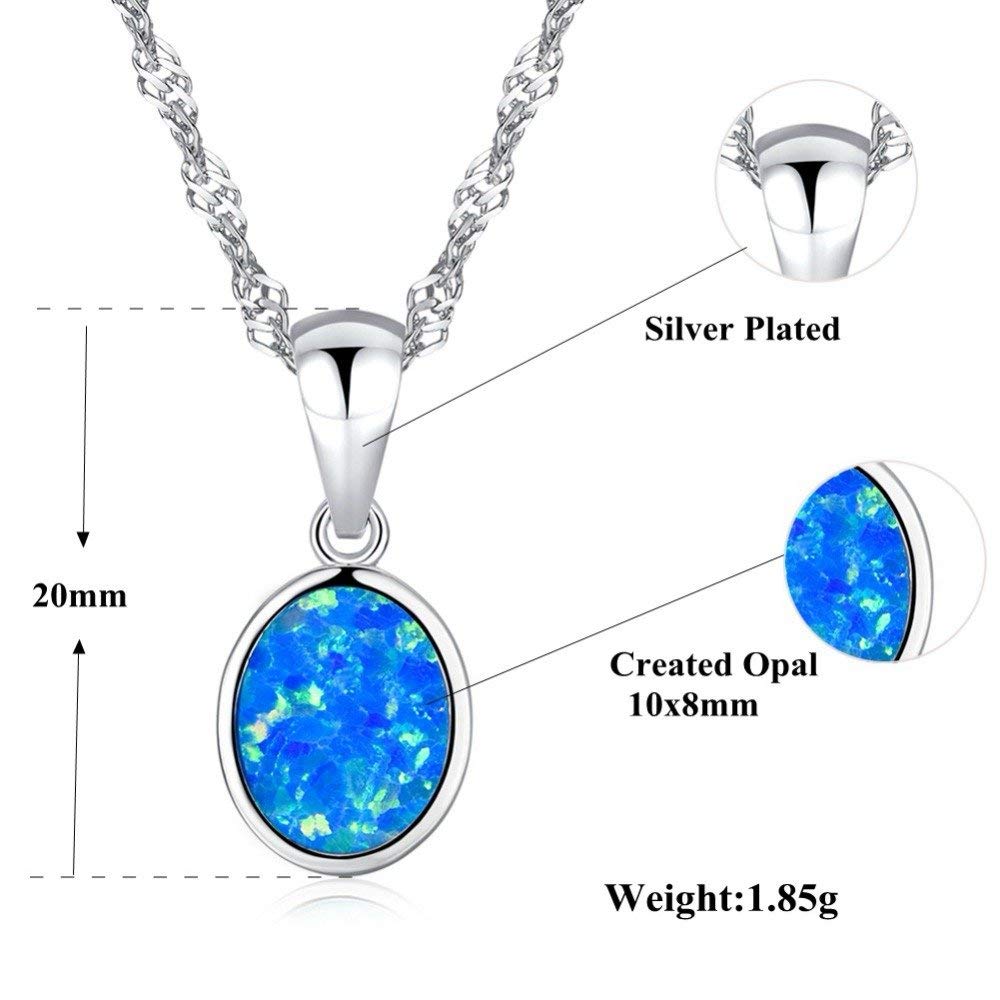 CiNily Opal Necklace-14K White Gold Plated Opal Pendant Necklace Fire Opal With Green Quartz Opal Jewelry for Women(Quartz)