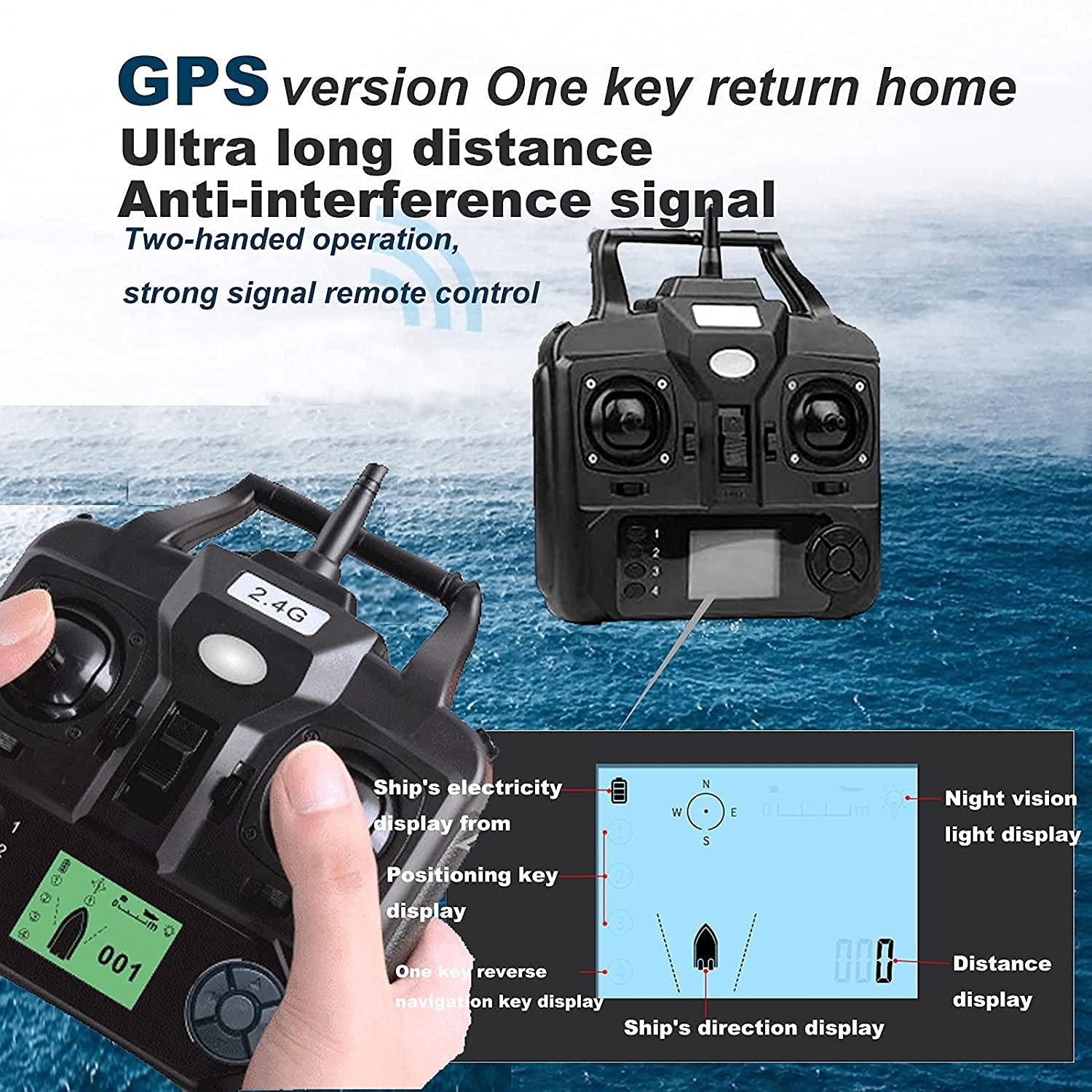 CICOLO 500M 3 Hoppers GPS Fishing Bait Boat -Fishing Bait Boat Fish Finder -2Kg Loading 500M Remote Control Double Motor Night Light,with Sonar Sensor,Handbag