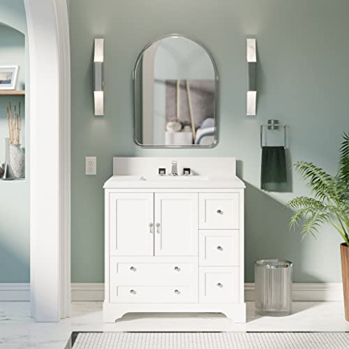 Madison 36-inch Bathroom Vanity (Quartz/White): Includes White Cabinet with Stunning Quartz Countertop and White Ceramic Sink