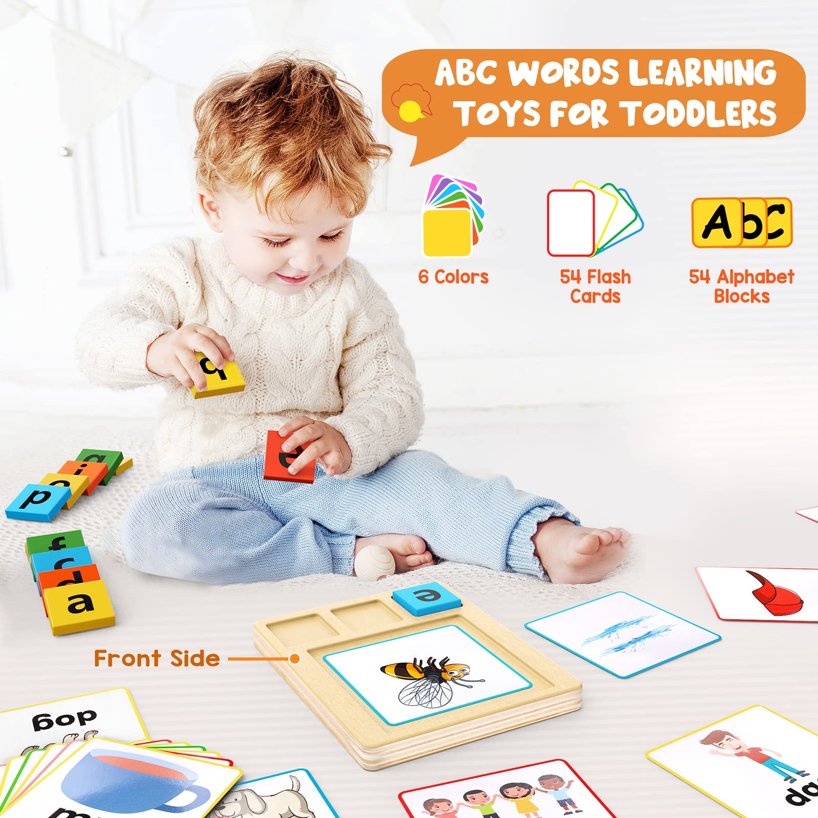 CVC Word Games Spelling Flashcards, Preschool Learning Alphabet Puzzle Activitie,Sight Words Reading Game,Kindergarten Homeschool Supplies,Montessori Educational Toys for 3 4 5 6 Year Old Kids